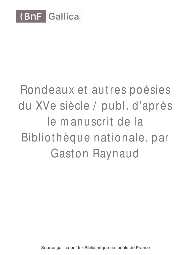 Rondeaux et poésies du XVe siècle | PDF | Royaume de France