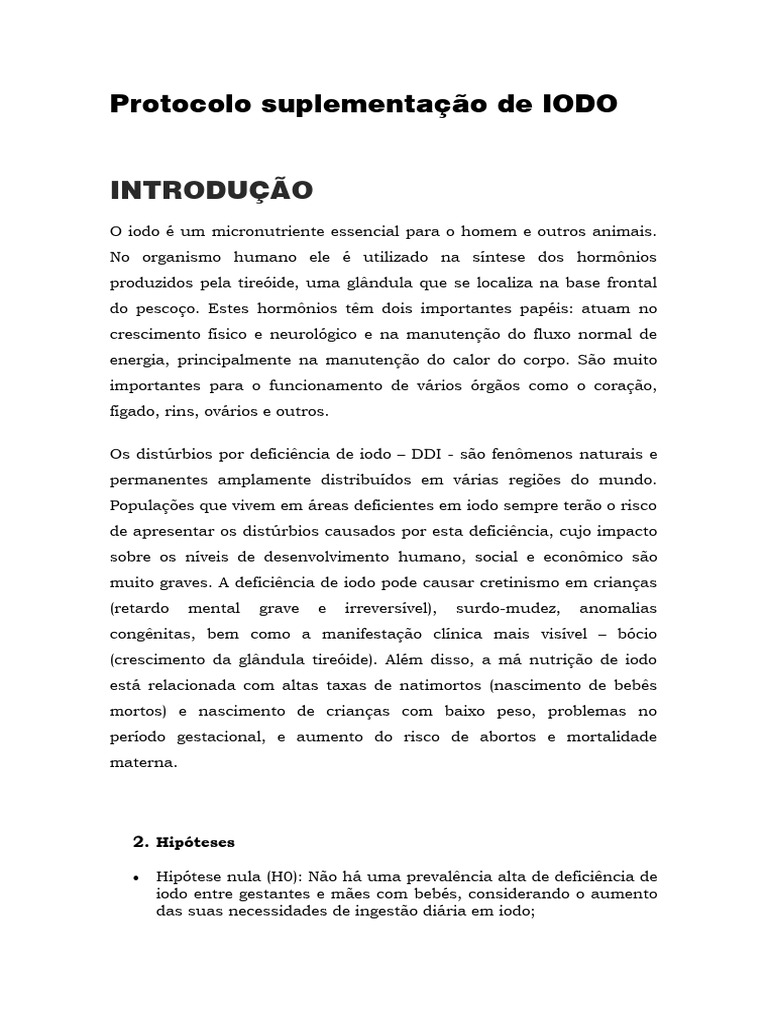 Protocolo de Suplementação de Iodo | PDF | Tireoide | Iodo