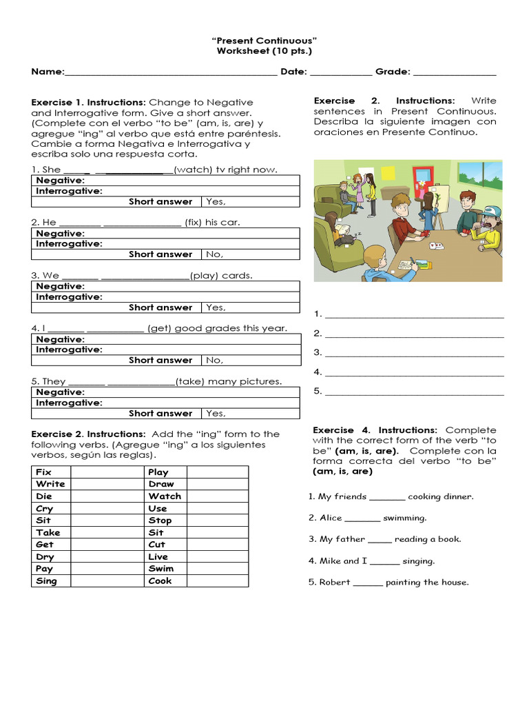 Present Continuous Worksheet | PDF | Grammar | Language Families