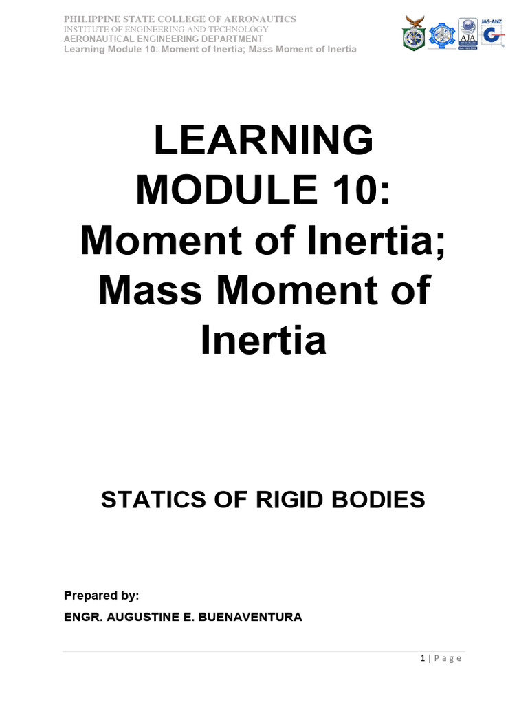 Mech 314 Finals Module 1 Pdf Rotation Around A Fixed Axis Area
