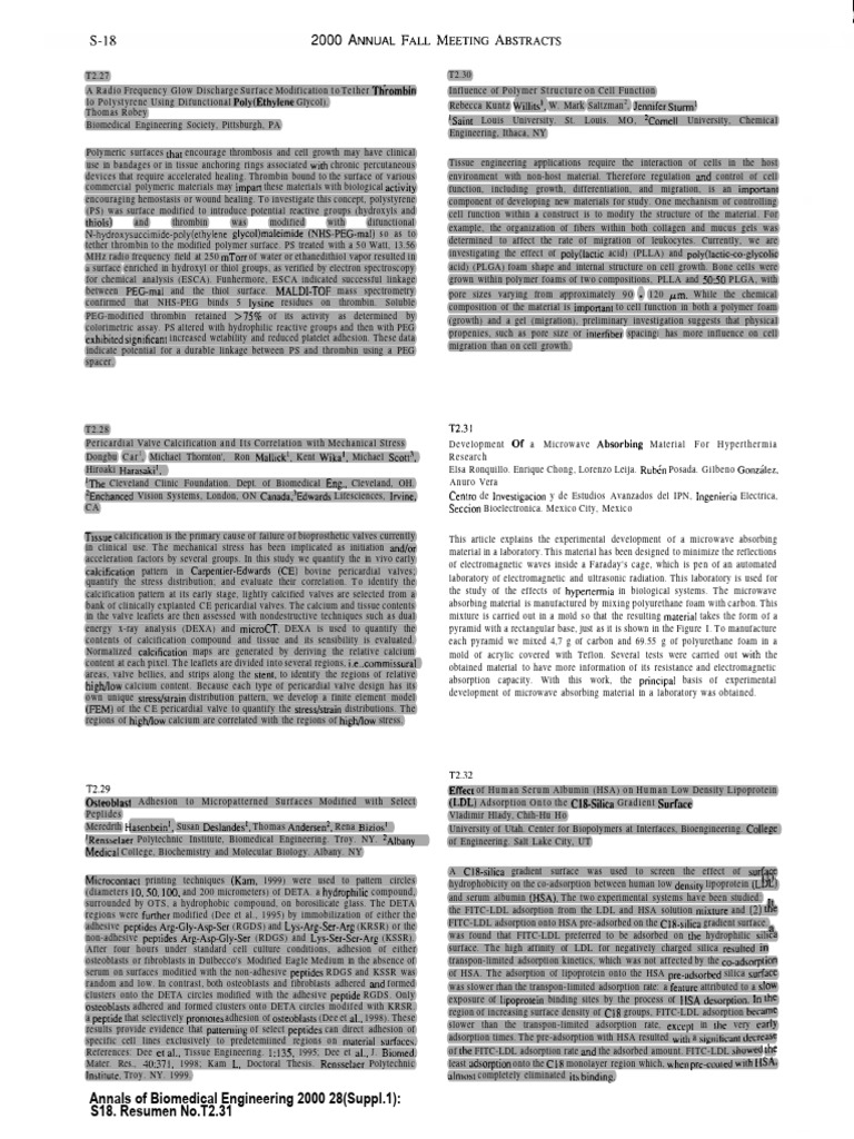 Anual Fall Meeting Abstracts | PDF | Adsorption | Polymers