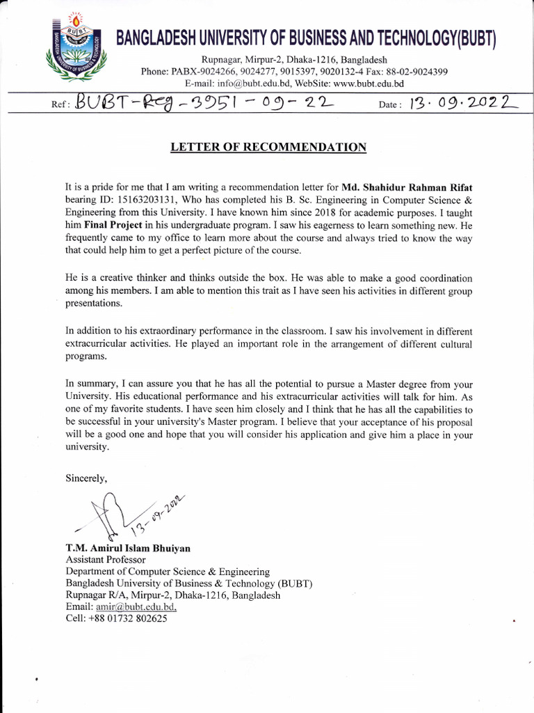 20 Recommendation Letter 2 | PDF