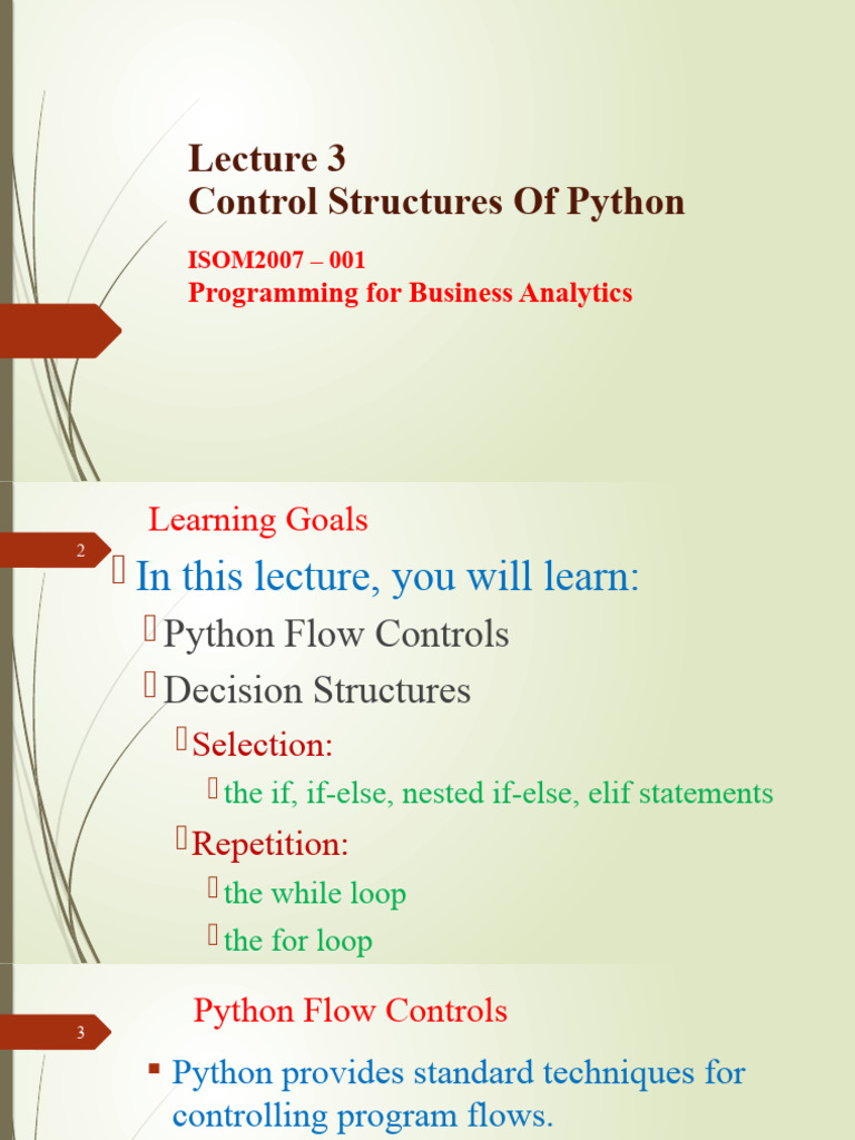 ISOM2007 L3 ControlStructures | PDF | Control Flow | Computer Engineering