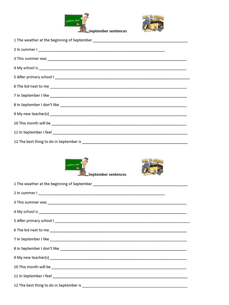 Back-To-School-Complete The Sentences | PDF