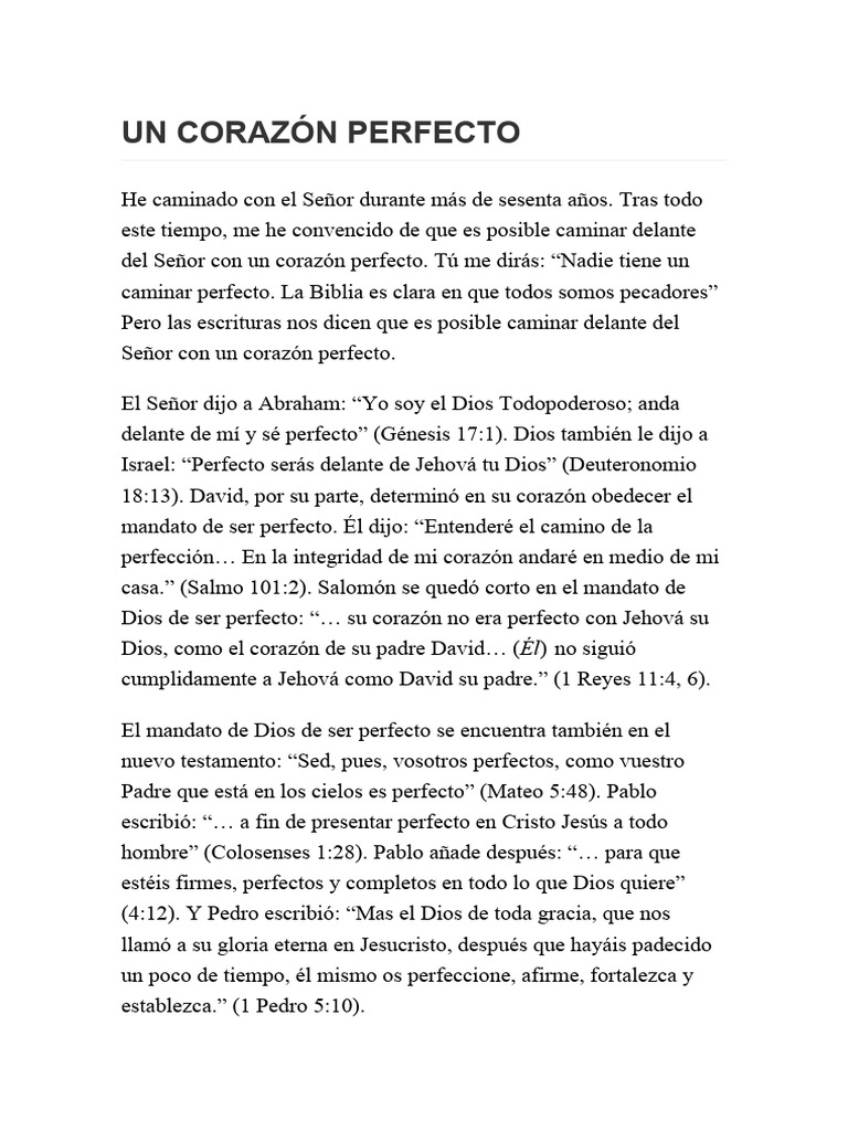 Un Corazón Perfecto | PDF | eucaristía | Dios