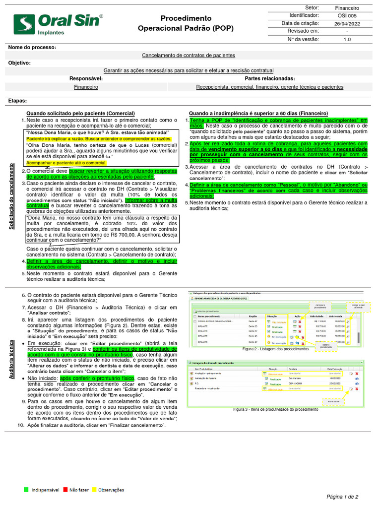 POP 005 Cancelamento | PDF