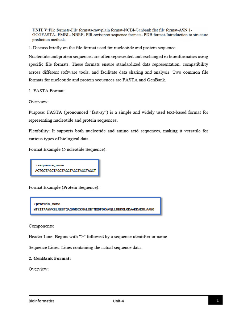 Unit-5 Bioinformatics | PDF | Sequence Alignment | Bioinformatics