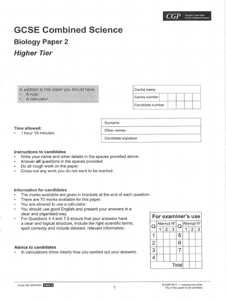 Biology Paper 2 Set 2 | PDF