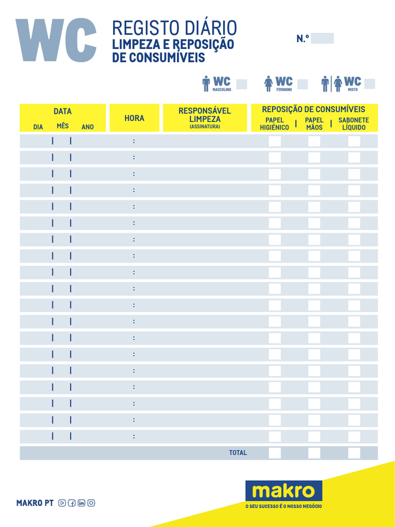 Registo de Limpeza WC | PDF