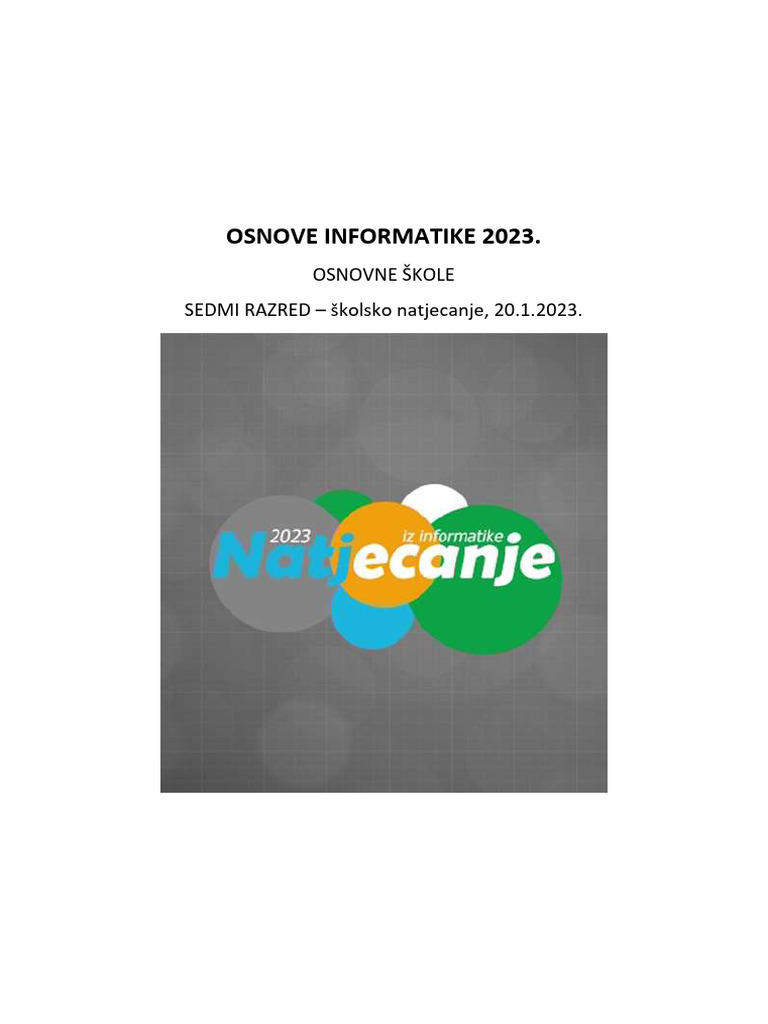 Zadaci Rjesenja OI 7 | PDF