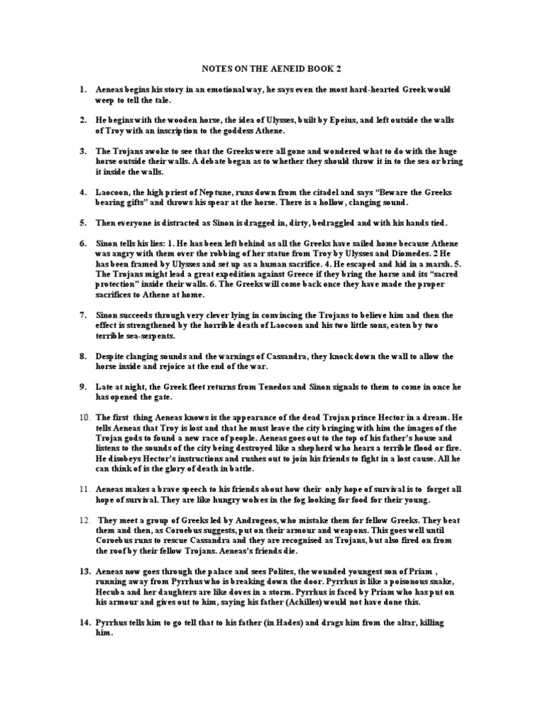 Notes On The Aeneid Book 2 | Download Free PDF | Aeneas | Iliad Notes On The Aeneid Book 2 | Download Free PDF | Aeneas | Iliad