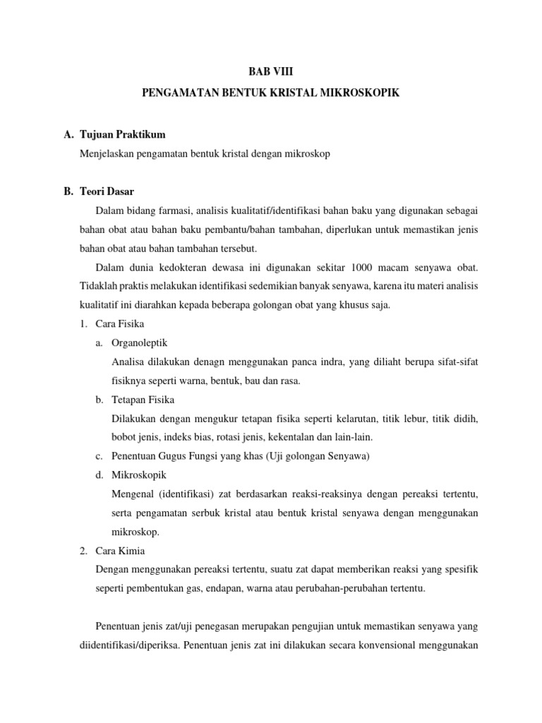 Pengamatan Bentuk Kristal Mikroskopik | PDF | Sains & Matematika