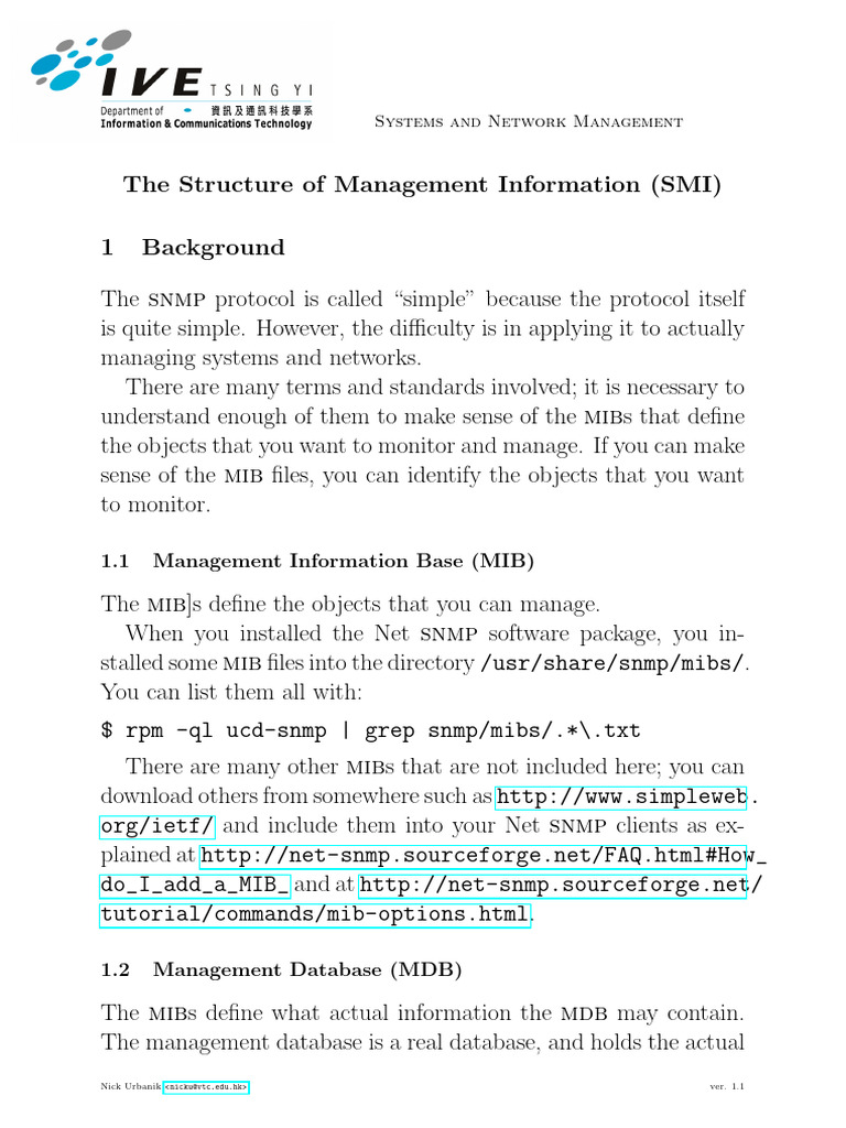 Net-Snmp, The Smi | PDF | Data Type | Information Technology