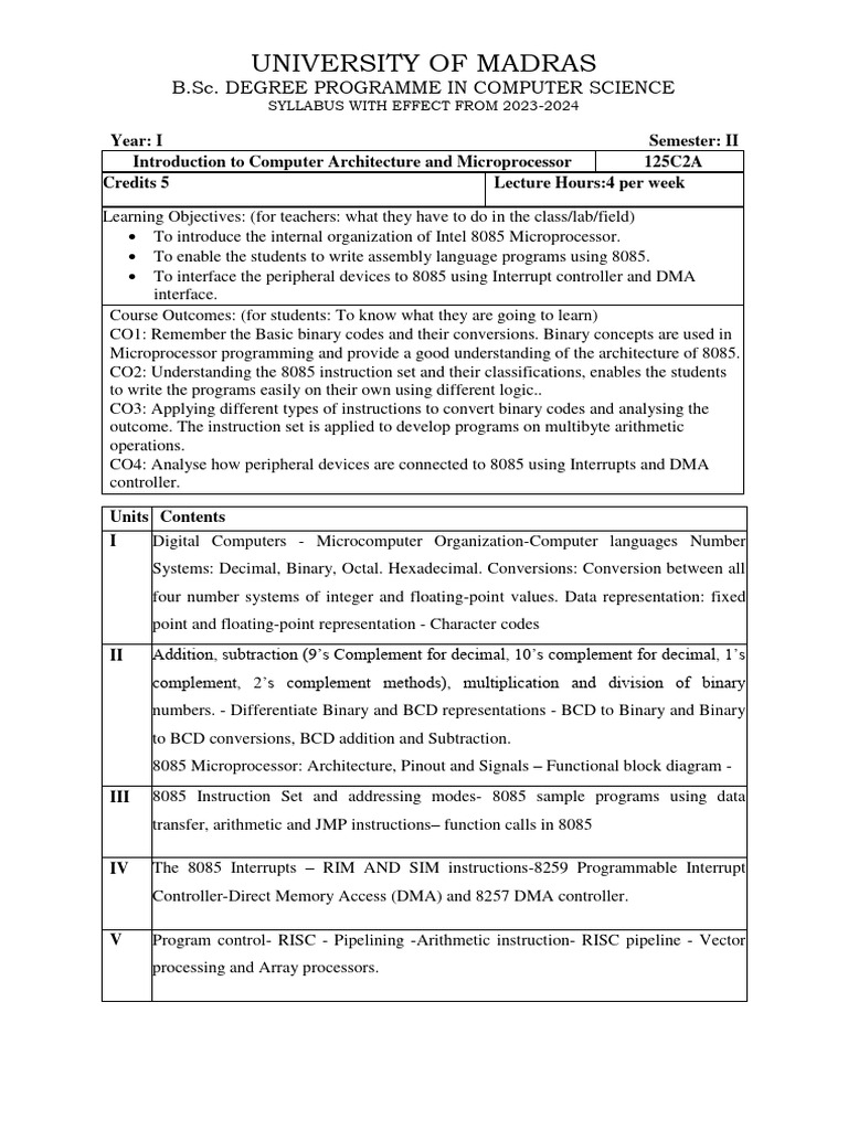 Computer Organisation Syllabus Pdf Binary Coded Decimal Computer Program 7236