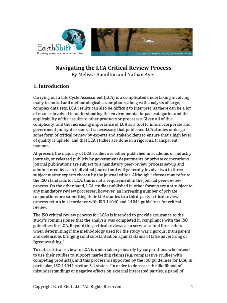 Lca Critical Review Navigating Process ESG Whitepaper | PDF