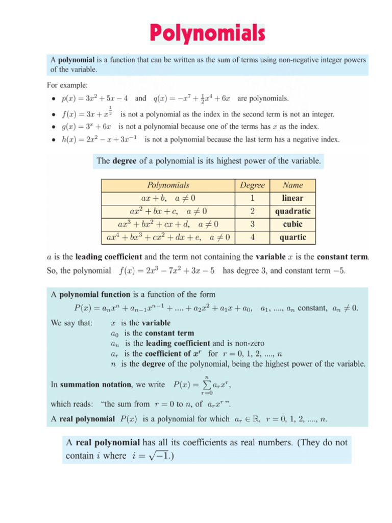CH 4.C - Polynomials | PDF
