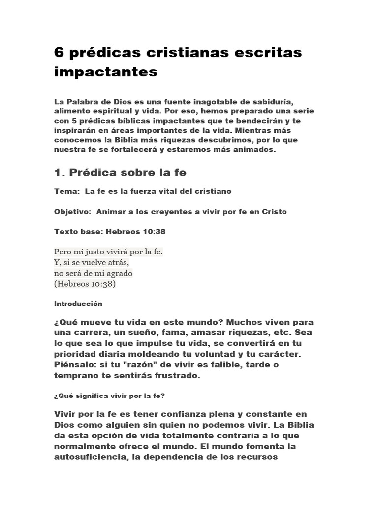6 Prédicas Cristianas Escritas Impactantes | PDF