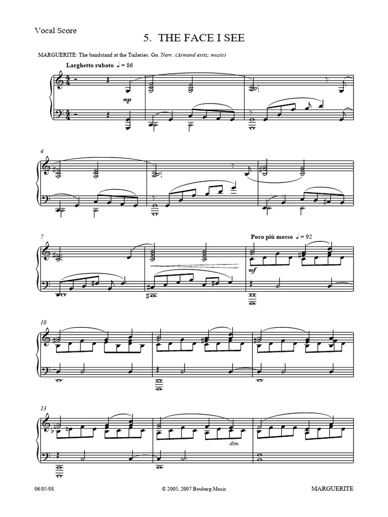 The Face I See | PDF | Notation | Performing Arts