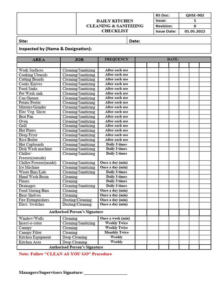 QHSE 923 Fruit & Vegetable Sanitization Record | PDF | Kitchen | Home ...