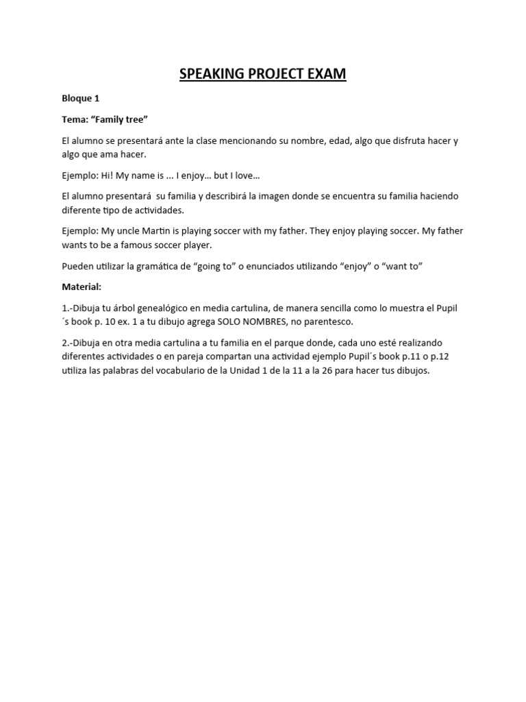 Speaking Project Exam B1 | PDF