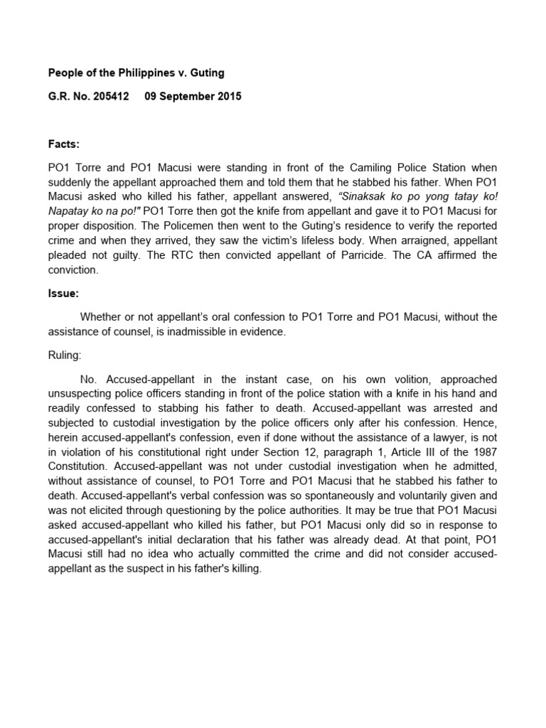 People of The Philippines v. Guting | PDF