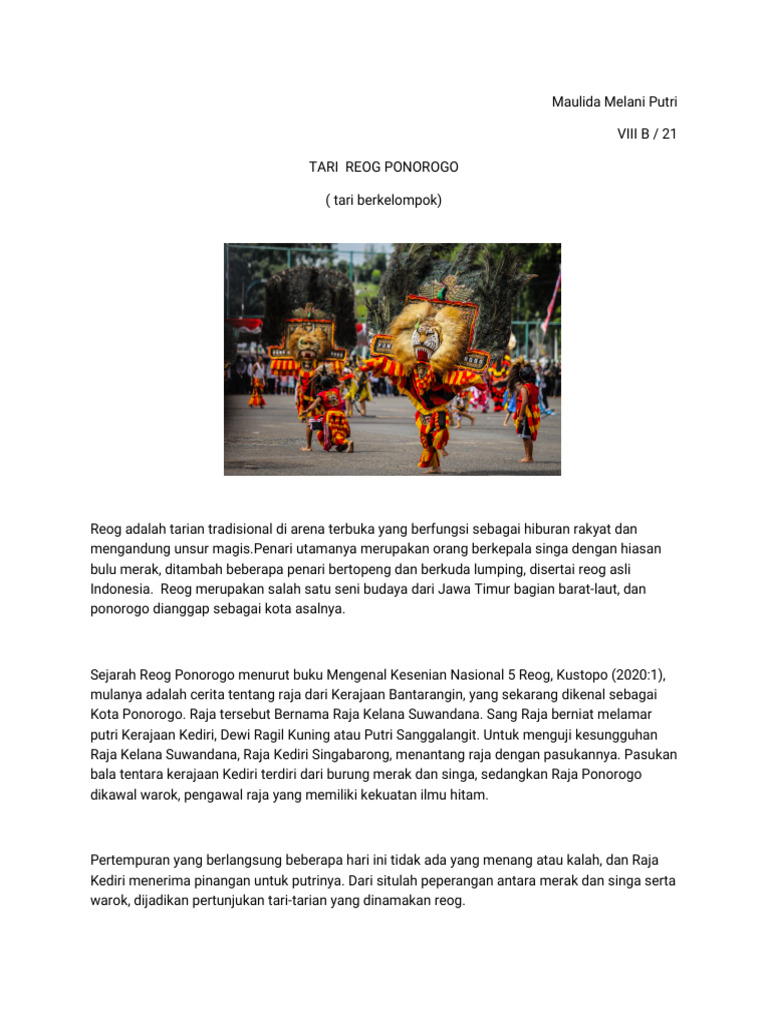 Tari Reog Ponorogo | PDF