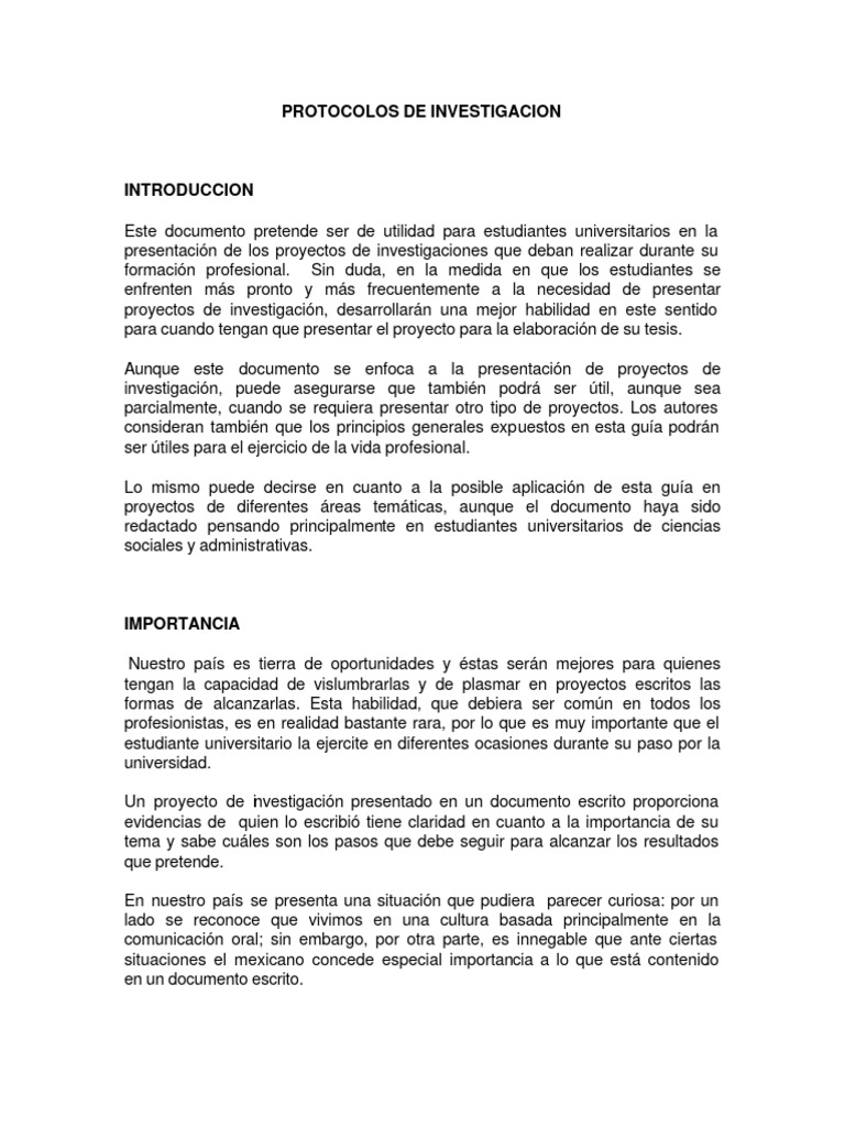Protocolo de Investigación | PDF | Evidencia | Marco conceptual