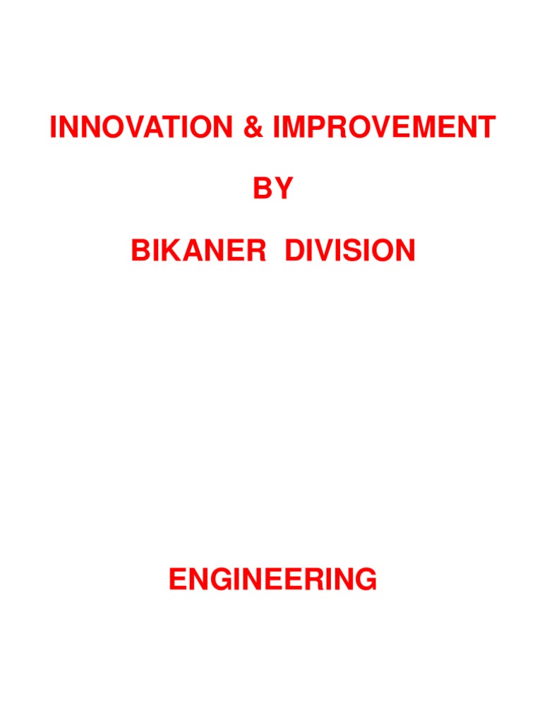 Innovation & Improvement BY Bikaner Division | PDF | Cheque | Payments