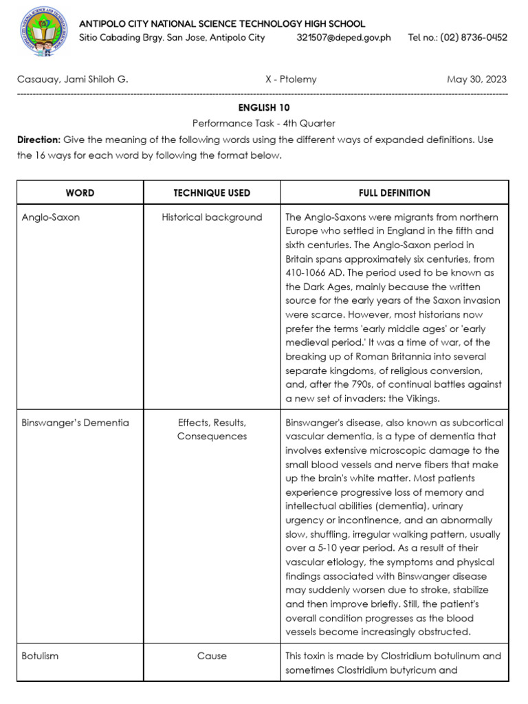 English - Performance Task | PDF | Dyslexia | Comorbidity