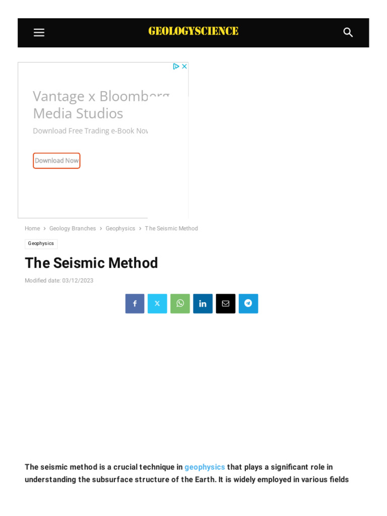 The Seismic Method Principles And Applications Geology Science Pdf