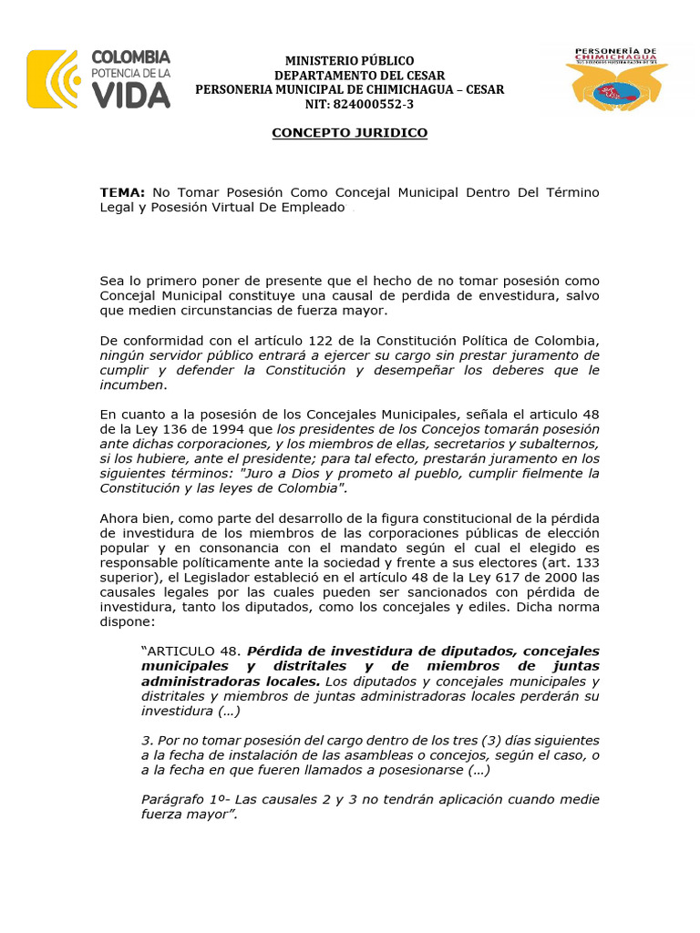 Concepto Juridico Posesión Concejal | PDF | Derecho