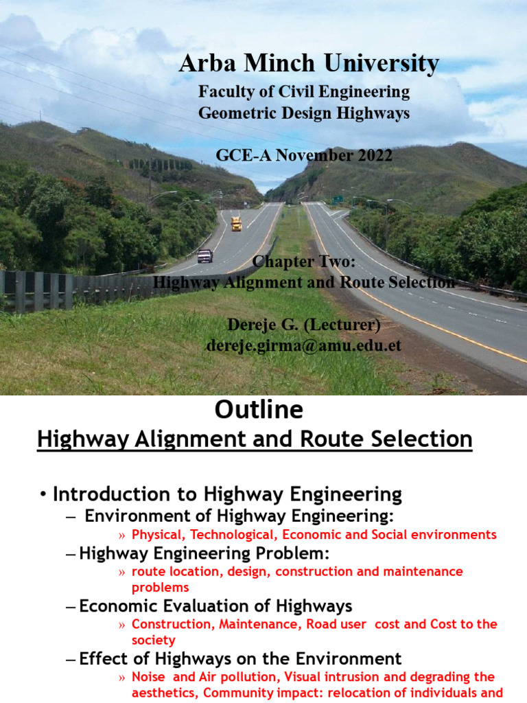 Highway Alignment and Route Selection Guide | PDF | Road | Surveying