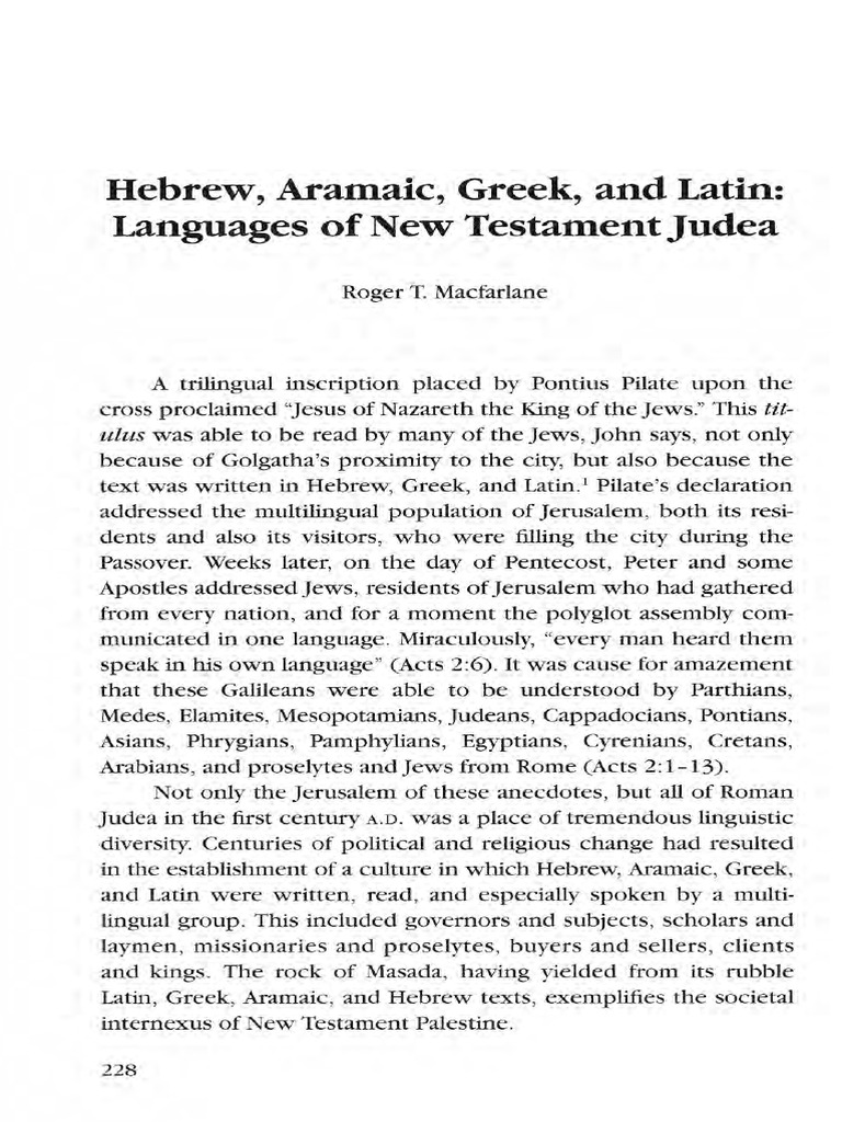 Linguistic Diversity in First Century Judea | PDF | Jesus | Hebrew Language