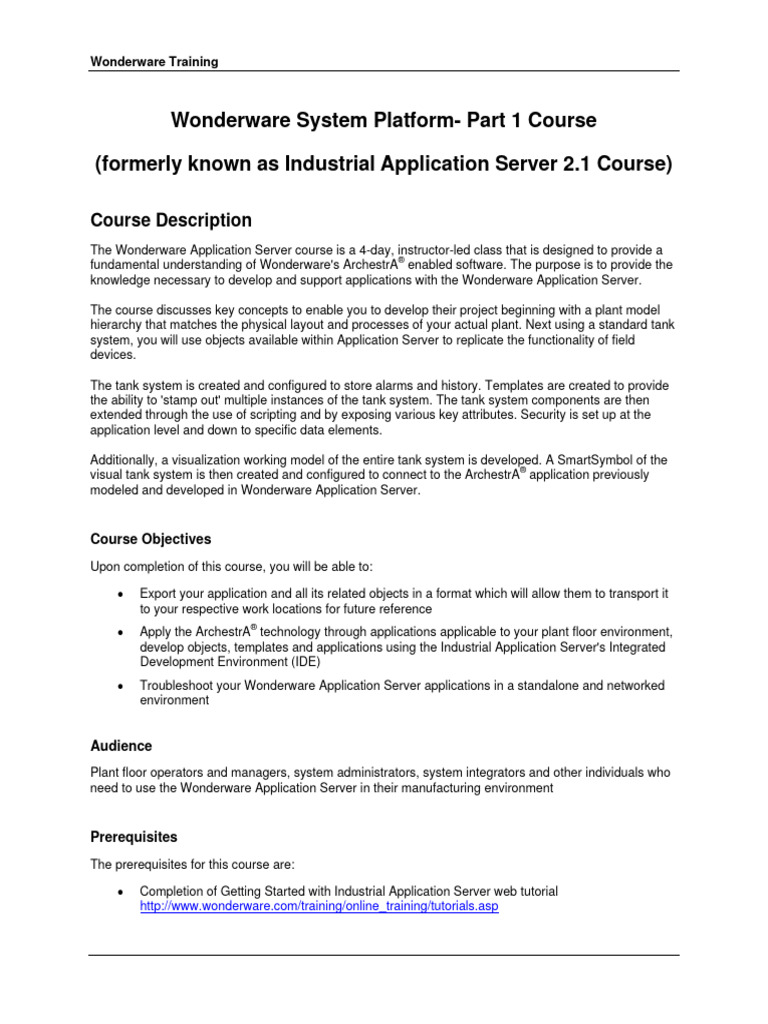 Wonderwaresystemplatform Part1 Reva Coursedescription | PDF | System | Application Software