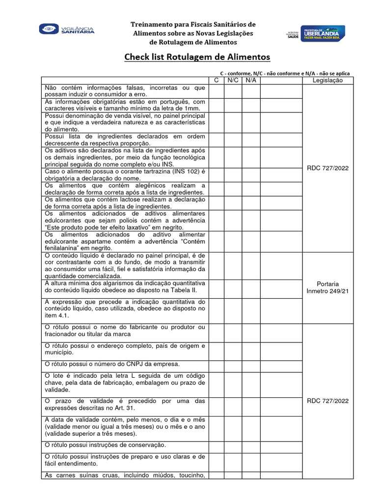 Treinamento sobre RDC 727/2022 | PDF | Comidas e bebidas
