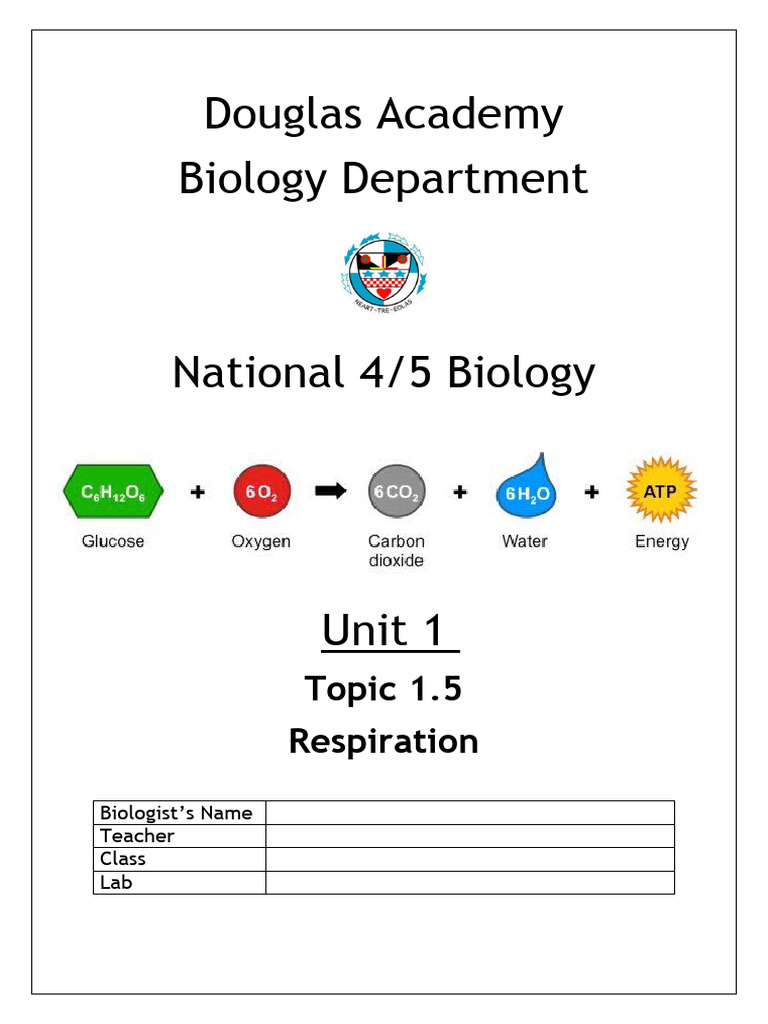 1.5 Respiration 2021 (Lesson 4) TYPE IN | PDF | Cellular Respiration ...