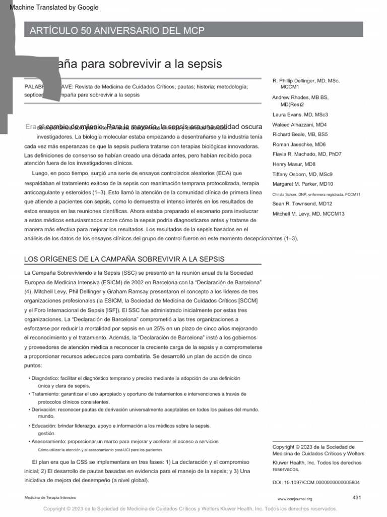 Surviving Sepsis Campaign (Esp) | PDF | Septicemia | Evaluación