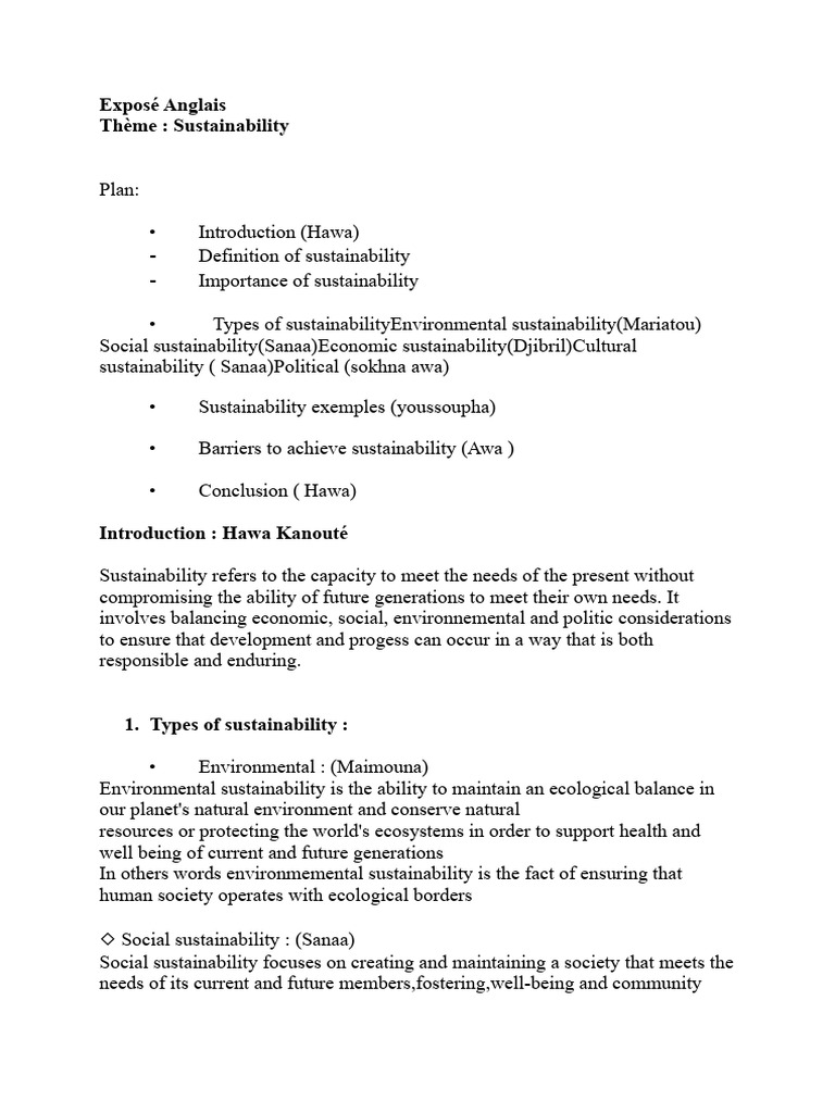 Exposé Anglais | PDF | Sustainability | Biodiversity