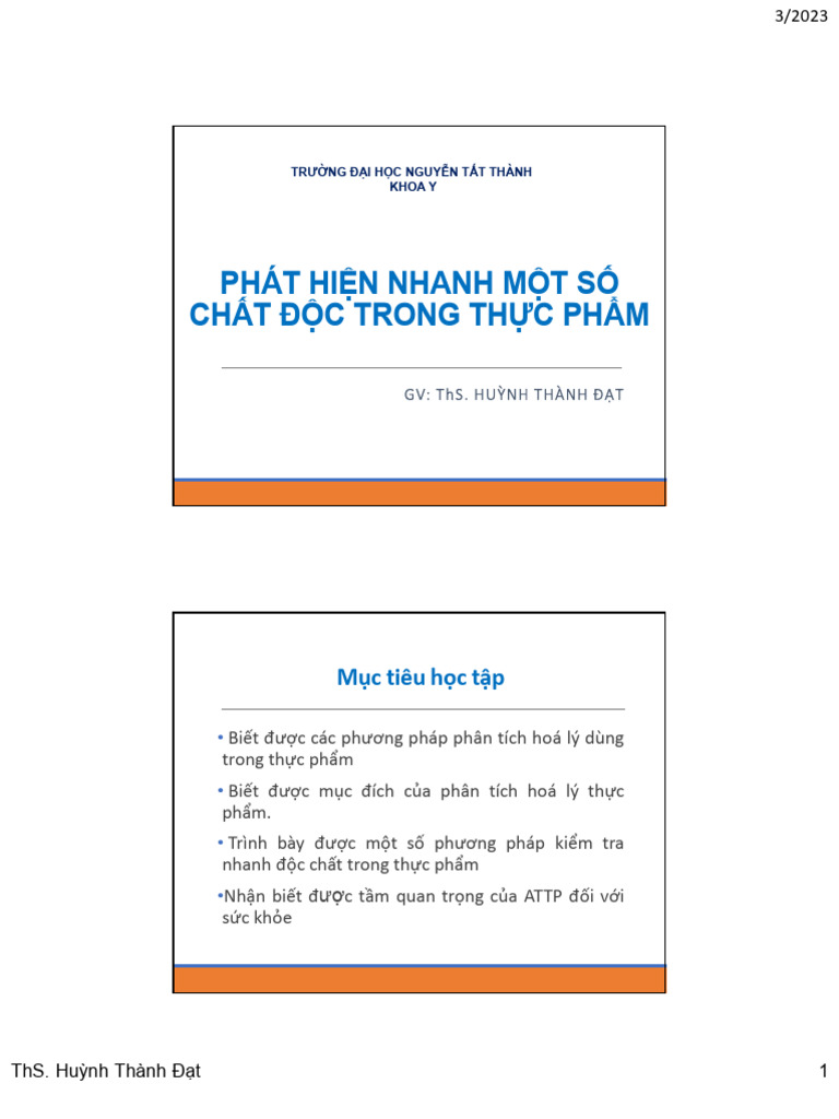 Phat Hien Nhanh Doc Chat TP Lua Chon TP An Toan - Ths Dat | PDF