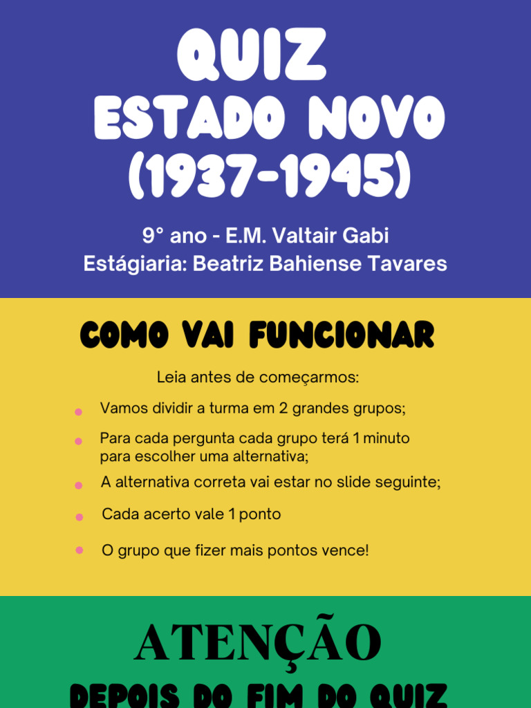 Quiz Proposta de Atividade Complementar | PDF | Brasil