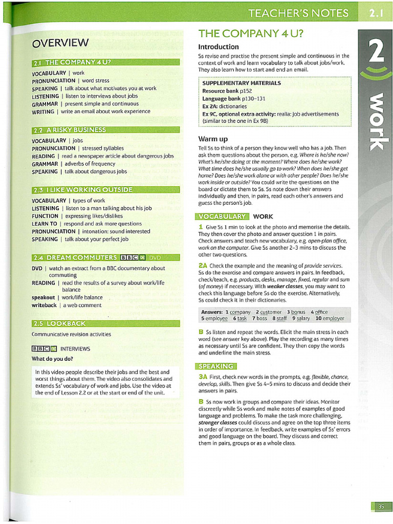 Speakout Pre-Intermediate Teachers Notes 2 | PDF