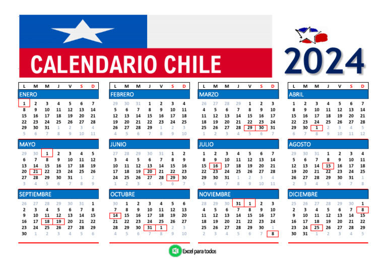 Calendario Chile 2024 | PDF | Calendario