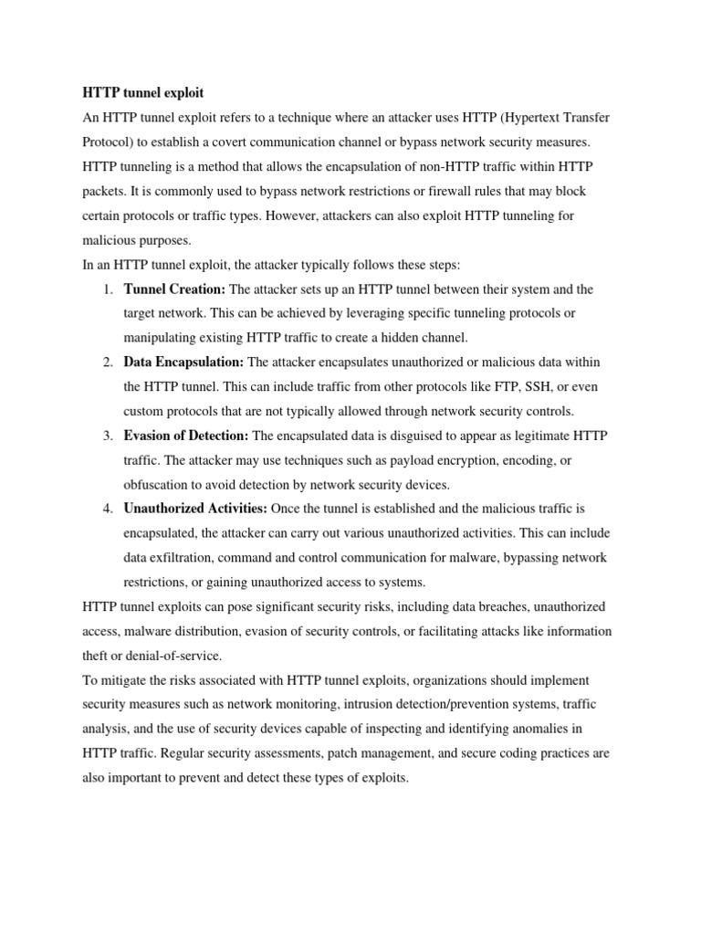 HTTP Tunnel Exploit | PDF