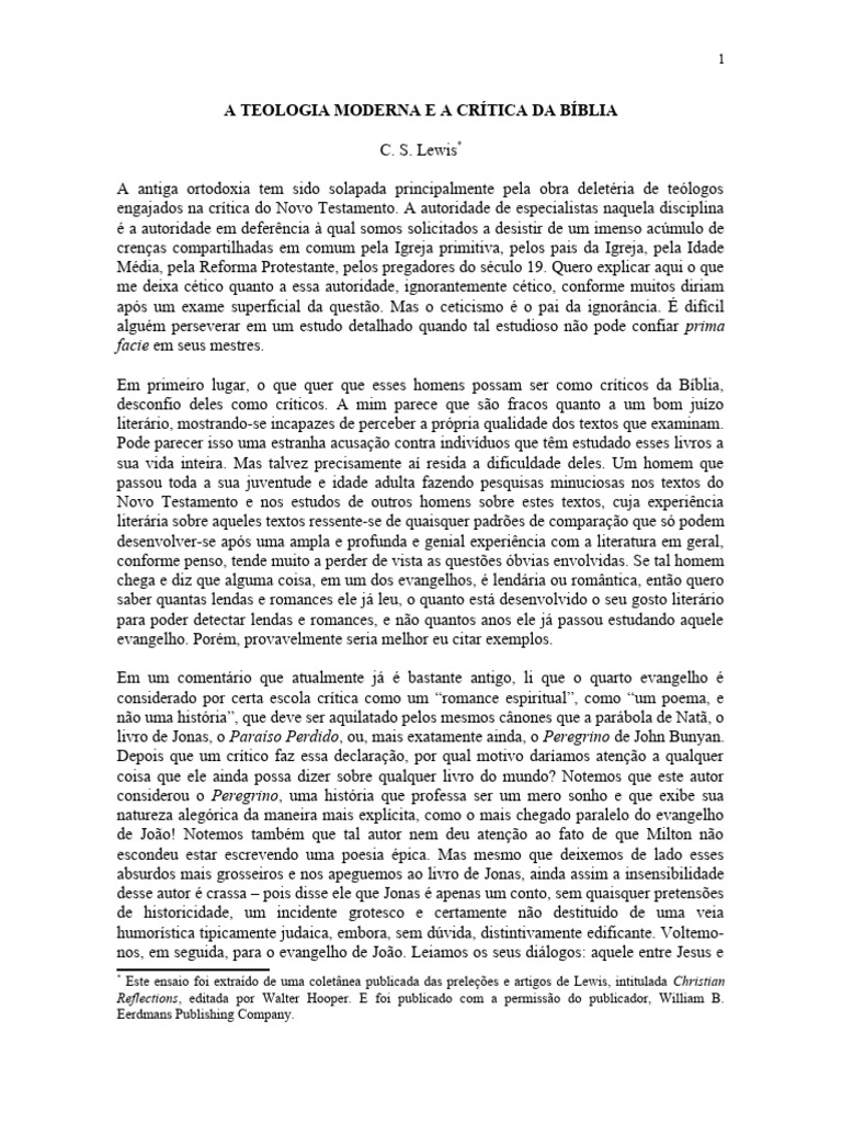 A Teologia Moderna e A Crítica Da Bíblia | Download grátis PDF | Jesus ...