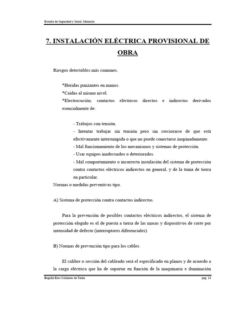 7 - Instalaciã - N Elã - Ctrica Provisional de Obra | PDF | Ingenieria Eléctrica | Equipo