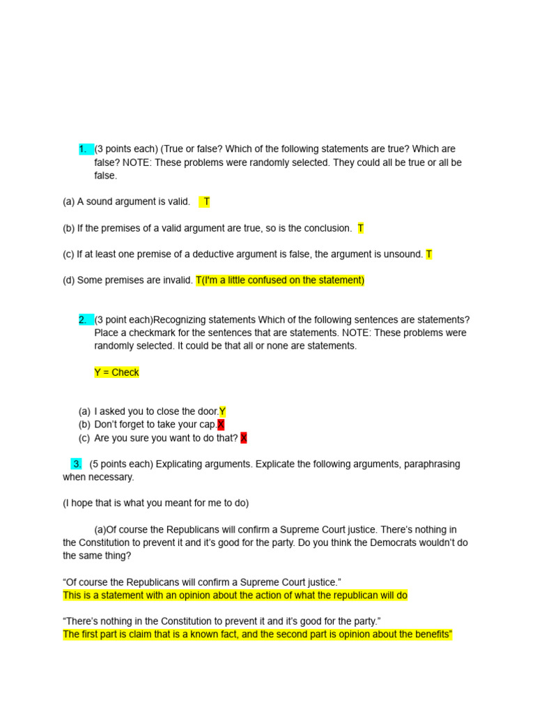 Takehome Exam Pdf Argument Logic