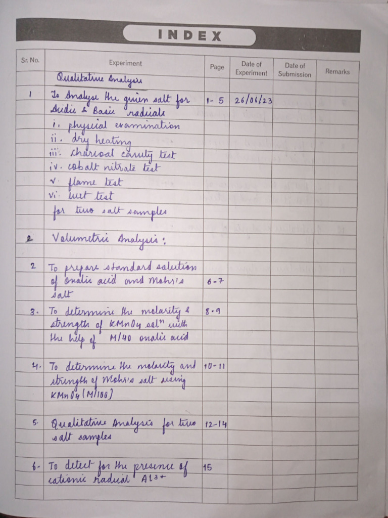 Chem Lab Manual Class 1w | PDF