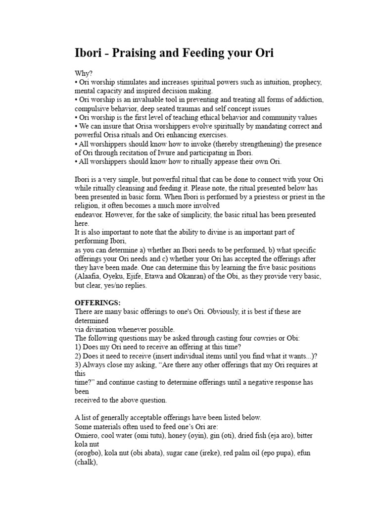 Ibori: Rituals for Strengthening Ori | PDF | Self-Improvement