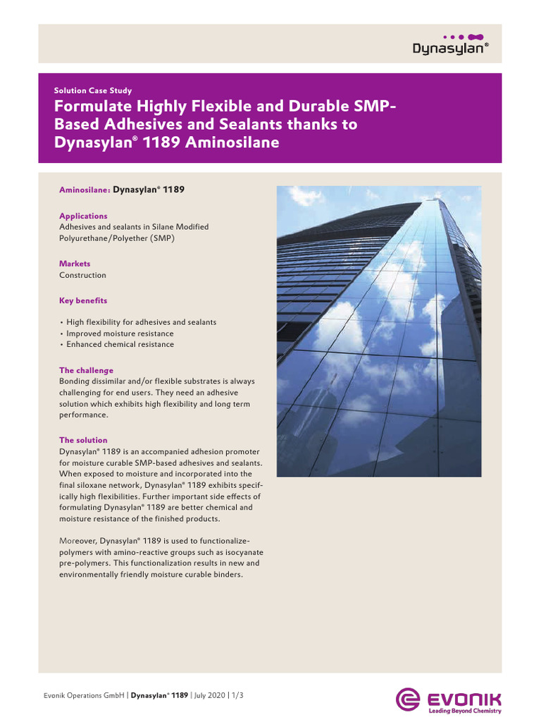 Solution Case Study Dynasylan®1189 | PDF | Adhesive | Polyurethane