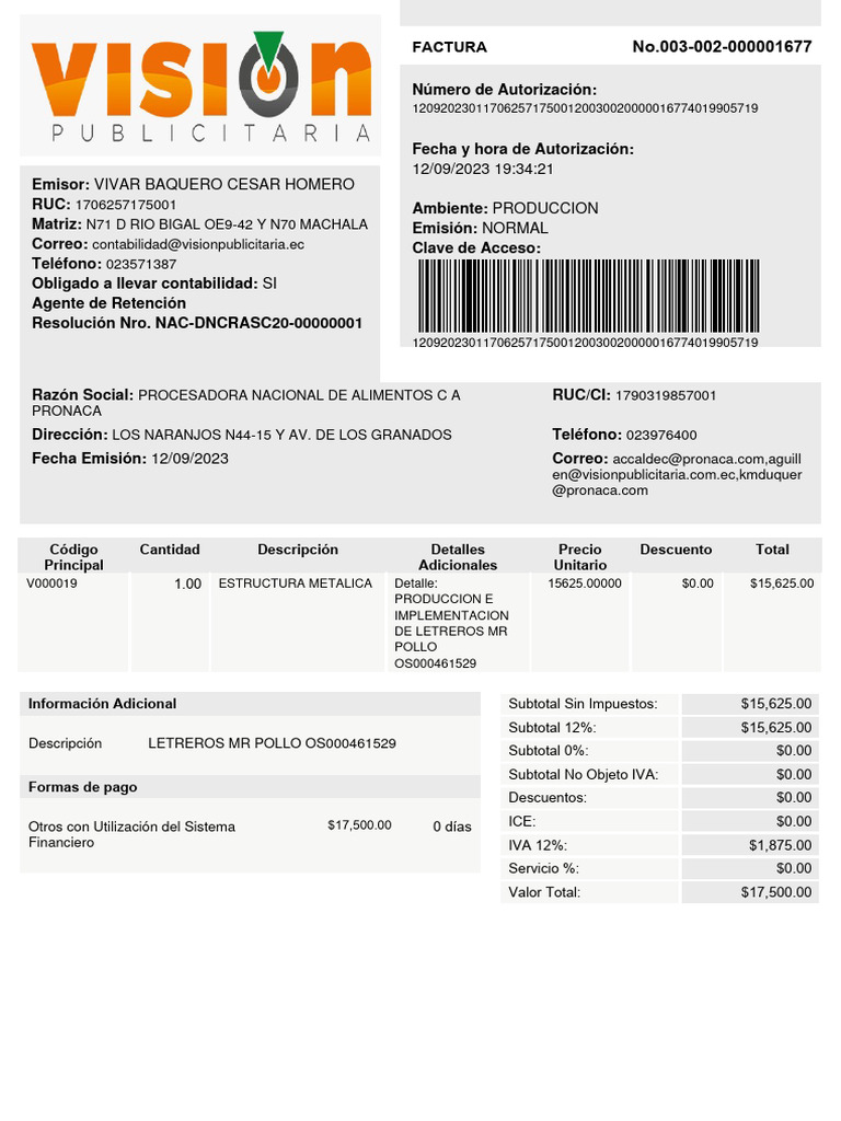 Fac 003-002-000001677 | Descargar gratis PDF | Dinero | Industrias de servicio